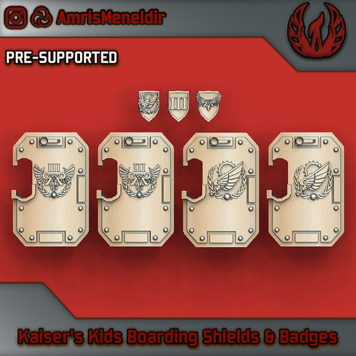📛 Kaiser's Kids Boarding Shields & Badge・ STL File for 3D printing・Cults
