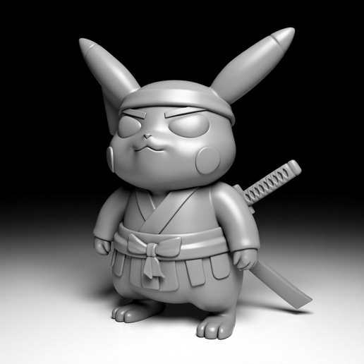 🗡️ Pikachu Samurai・ STL File for 3D printing・Cults