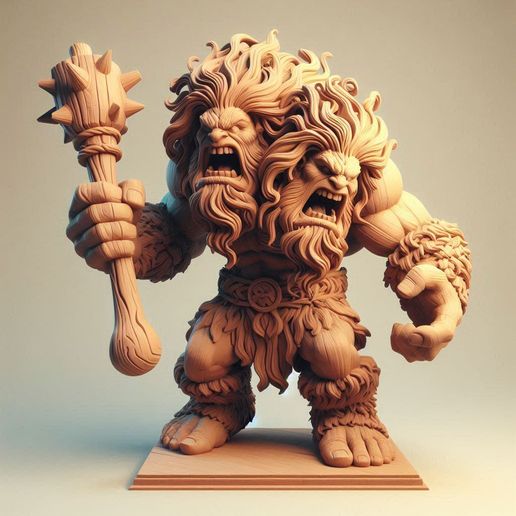 🧌 417 Two-Headed Roaring Norwegian Troll - 3D-Printed Ivory-Style ...