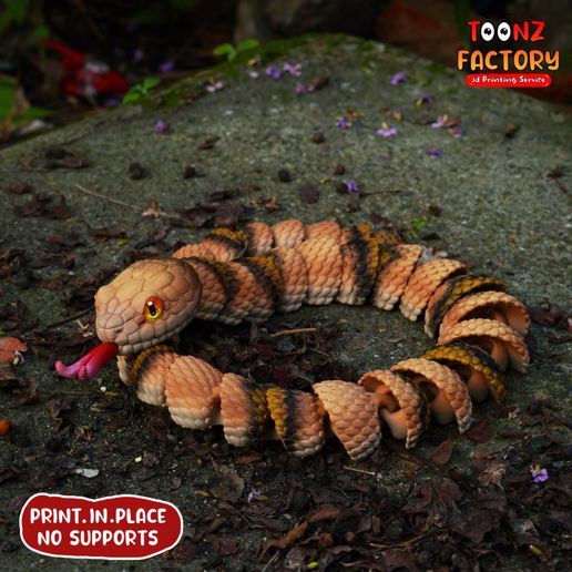 🐍 PRINT IN PLACE FLEXI COPPERHEAD SNAKE・ STL File for 3D printing・Cults