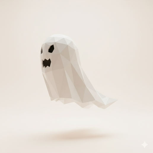 👻 low poly Ghost floating left - Halloween, spooky, scary, horror ...