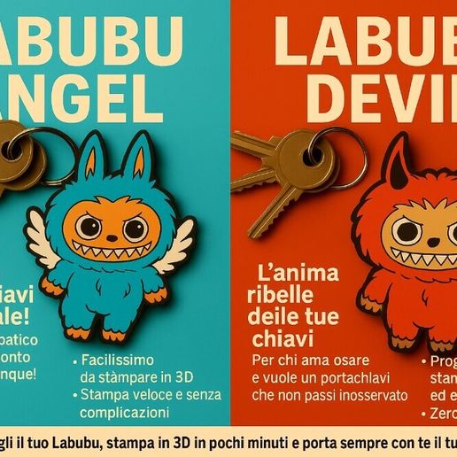 👼 LABUBU "ANGEL" EDITION: "ANGEL AND DEVIL"・ 3MF File for 3D printing・Cults