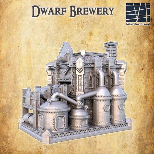 🎲 Dwarf Brewery 28 mm Tabletop Terrain・ STL File for 3D printing・Cults