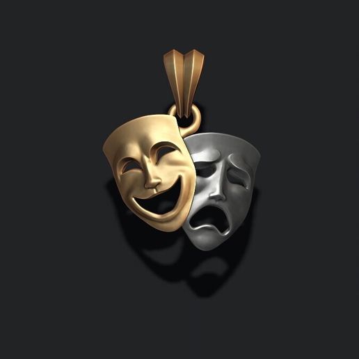 3D file Comedy and Tragedy masks pendant 3D print model 🎭 ・3D printable ...