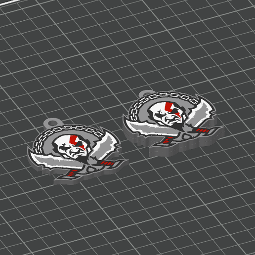 🪞 God of war Kratos Keychains x 2 (One and Mirror Sided versions ...