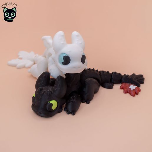 👌 Toothless and Light Fury FLEXI・Free STL File for 3D printing・Cults