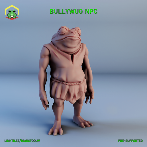 🐸 Bullywug NPC - STL - RPG MINIATURE・Free STL File for 3D printing・Cults