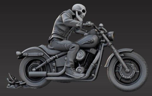 💀 Skeleton Rider on Chopper Motorcycle (STL Format)・ STL File for 3D ...