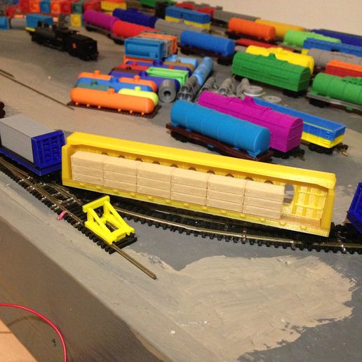 🚆 N scale Model Train Centerbeam Flat Car 40' / 50' / 60' / 73' w/Wood ...