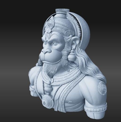 👤 Lord Hanuman Bust 3D Model・ STL File for 3D printing・Cults