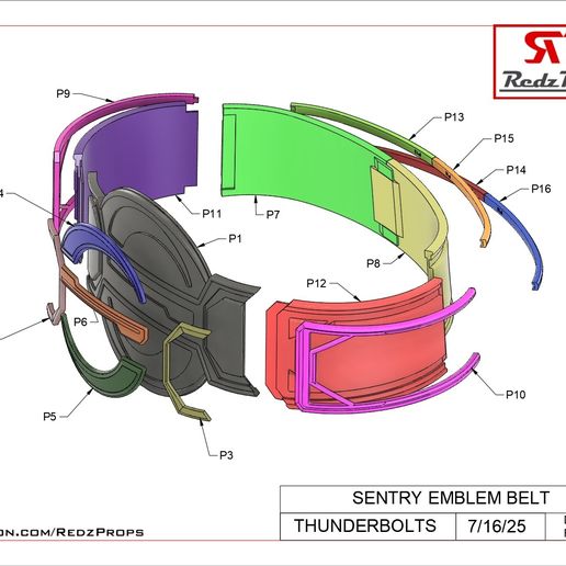 🖨️ Sentry Thunderbolts Belt Cosplay Prop・ 3D File for 3D printing・Cults