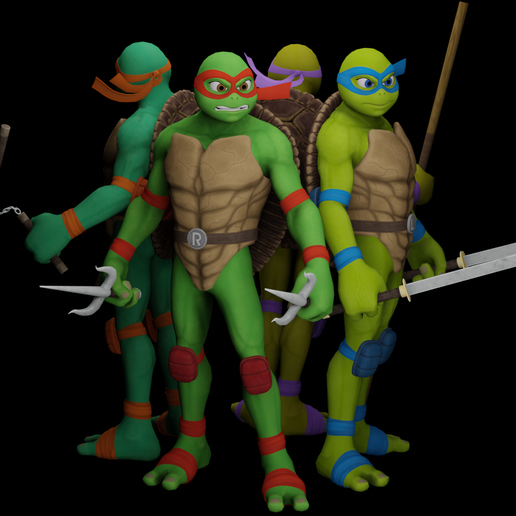 🥷 Teenage Mutant Ninja Turtles 3D Print Full Set: Action Figures ...