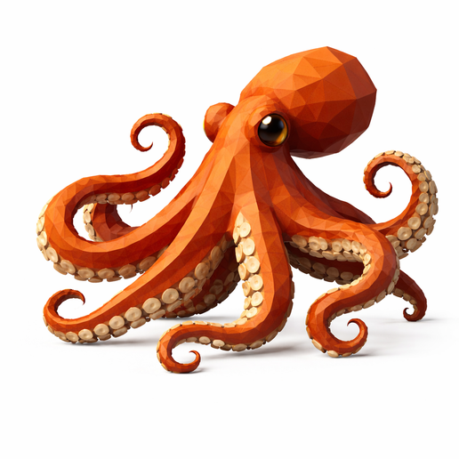 🐙 Mignon Octopus Low Poly - Animal de mer géométrique Modèle d ...