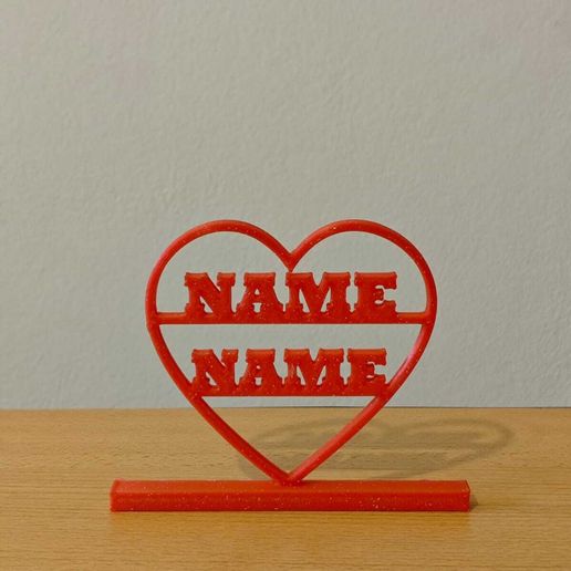 💜 Heart with 2 names・ STL File for 3D printing・Cults