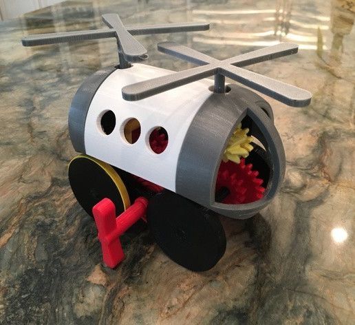 🚁 PLA Spring Motor Windup Helicopter・Free STL File for ・Cults