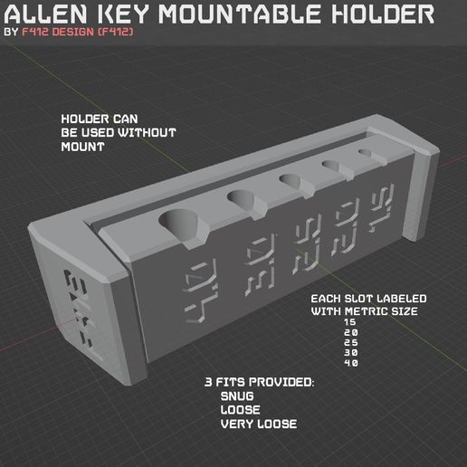 🔑 Allen Key Mountable Holder・Free STL File for ・Cults