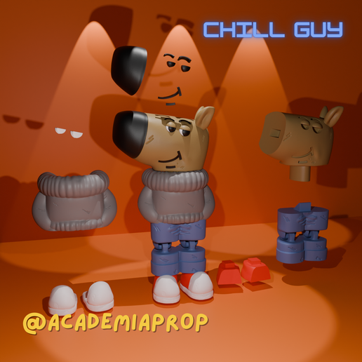 3D file CHILL GUY-FLEXI-MULTICOLOR 👾 ・3D printable model to download・Cults