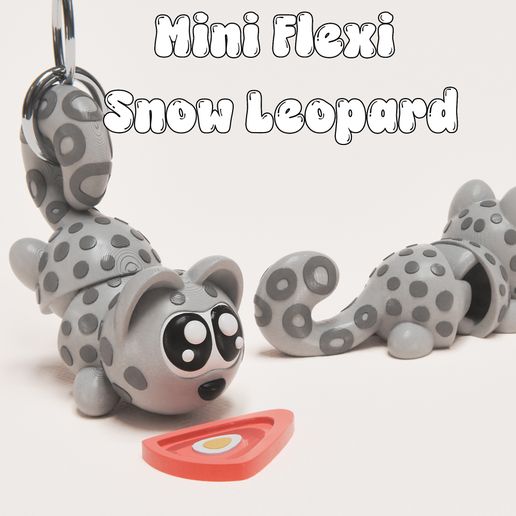 Cute Mini Flexi Snow Leopard 🐆 | Articulated Fidget Toy + Keychain | Print-in-Place | Multicolor ...
