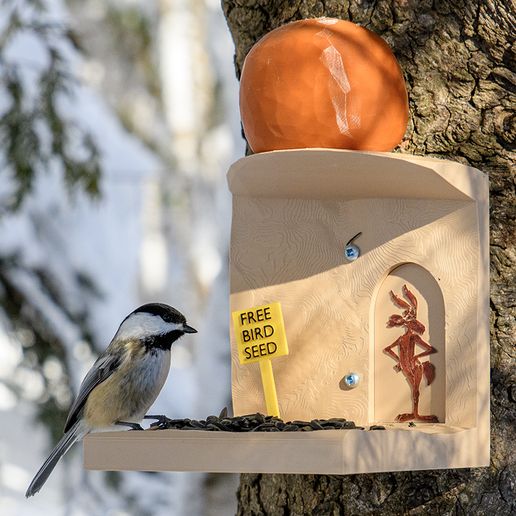 🆓 "Free Bird Seed" Coyote Roadrunner Themed Bird Feeder・ STL File for ...