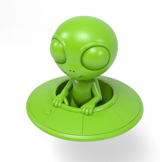 👽 Alien in UFO・ STL File for 3D printing・Cults