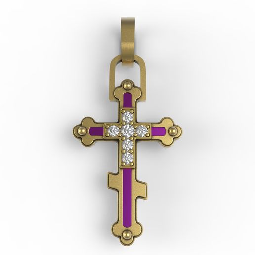 💎 Antique Enamel and Diamond Cross Pendant・ STL File for 3D printing・Cults
