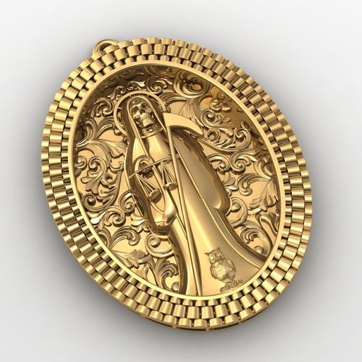 STL file HOLY DEATH PLAIN 4 CM PENDANT STL 3DM SKULL SANTA MUERTE 3D 💀 ...
