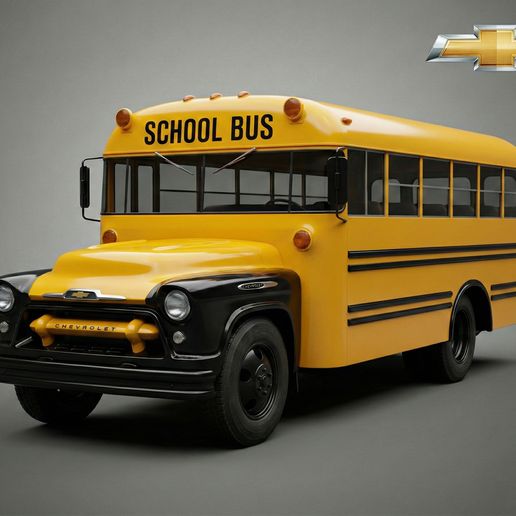 🚙 1956 Chevrolet 4500 School Bus - Vintage American Classic 3D Print ...