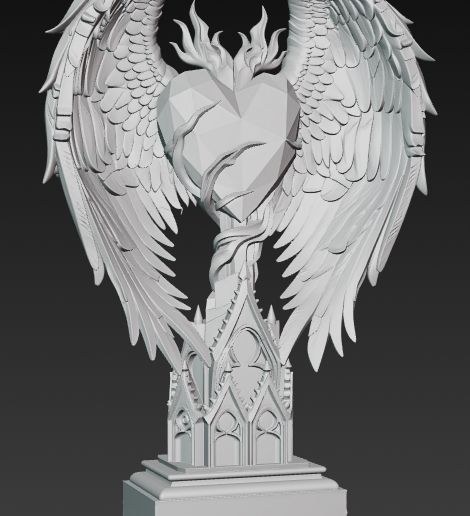 🕍 Temple of Eternal Love: Winged Gothic Heart with Cathedral Base・ STL ...