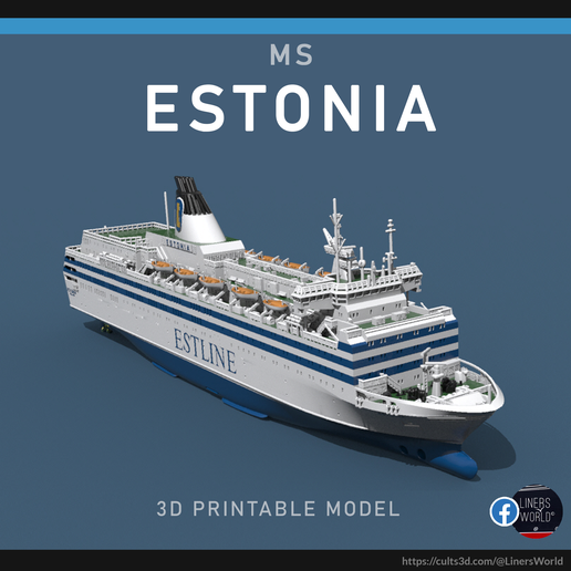 🇪🇪 MS ESTONIA Ferry print ready model・ STL File for 3D printing・Cults