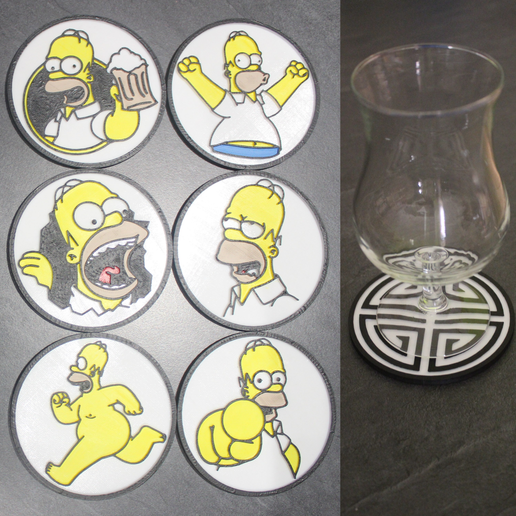 🍹 6 Coaster Simpson 3 Homer・ STL File for ・Cults