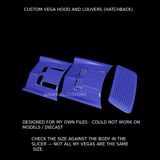 🧸 CUSTOM VEGA HOOD AND LOUVERS (HATCHBACK)・ STL File for 3D printing・Cults