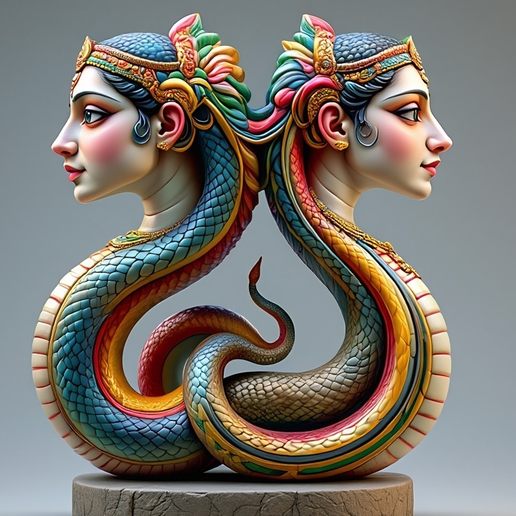 🎨 3262 Color 3D Model of a Dancing Two-Headed Snake Woman in Indian ...