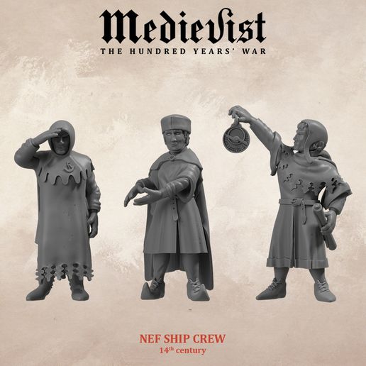 🚢 Medieval ship crew, captain, helmsman, lookout, early 14th century ...