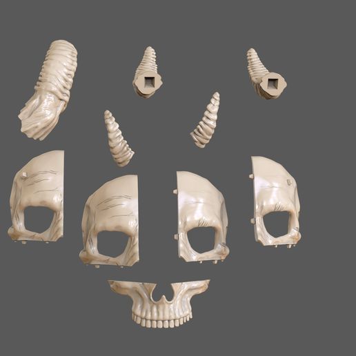OBJ file Skull Masks Pack 3 Horns 💀 ・3D printing design to download・Cults