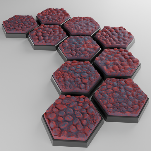 💨 10x 35x30mm hex base with pebble dash concrete (battletech etc.)・ STL ...