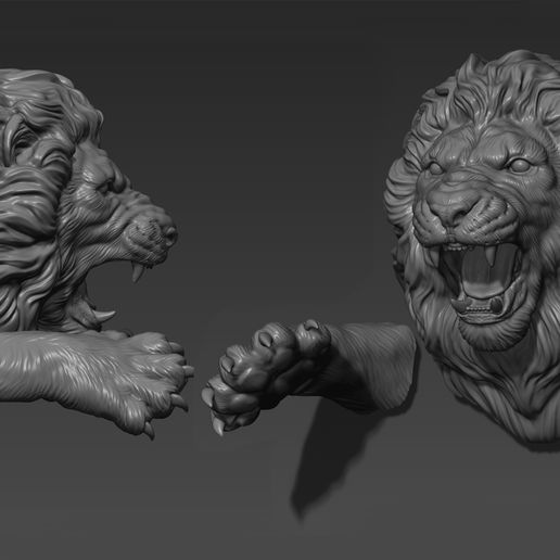 🦁 Lion leaping・ STL File for CNC machining - Laser cutting・Cults