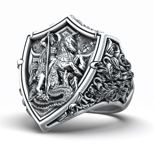 3D file Saint George the Victorious and the Dragon Shield Cross Symbol ...