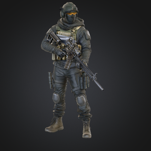 🫡 Combat Modern Soldier with Rifle・ STL File for 3D printing・Cults