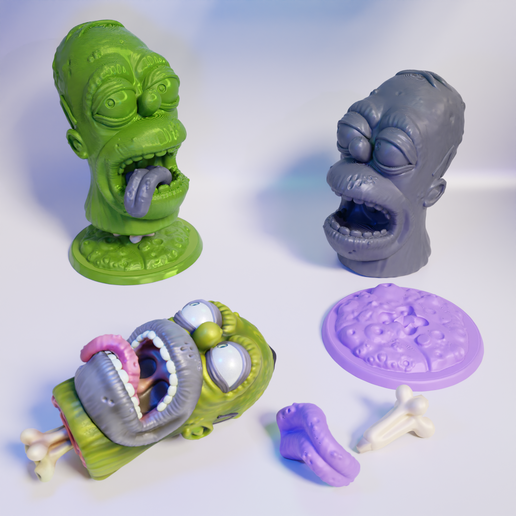 🧟 HOMERO SIMPSON ZOMBIE Hearing aid holder・ STL File for 3D printing・Cults