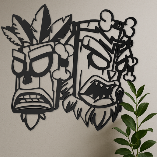 🎮 Crash Bandicoot - Aku Aku & Uka Uka - Wall Decoration・ STL File for ...