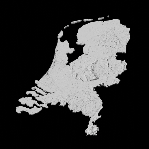 🇳🇱 Netherlands Topographic Map - 3D Terrain Elevation - Relief 3D Map ...