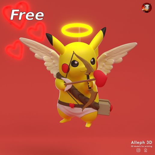 🆓 Free Pokemon pikachu valentine's day・Free STL File for ・Cults