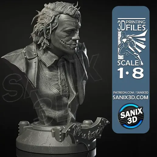 📒 Heath Ledger ( JOKER ) Bust - STL Files・ 3D File for 3D printing・Cults
