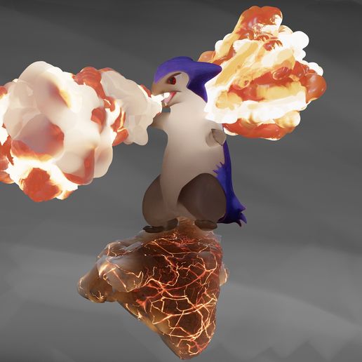 Fichier STL Typhlosion using flamethrower fanart 🌋 ・Plan pour ...