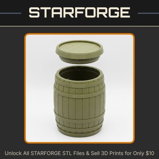 📁 Medieval Barrel Shaped Container with Removable Lid StarForge Kits 3D ...