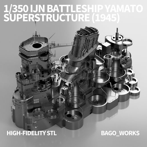 🌉 1/350 IJN Acorazado Yamato Superestructura central (1945 Final) [STL ...