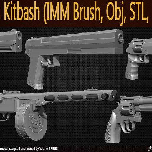 🧨 Pack Of 25 Guns Kitbash Volume 02・ 3D File for 3D printing・Cults