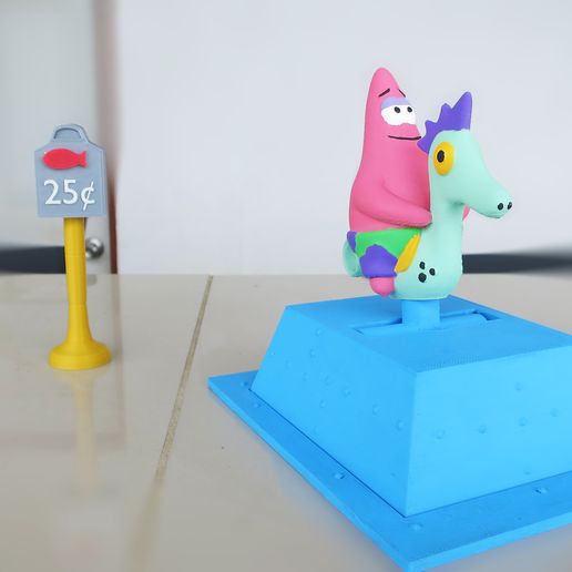 3D file Patrick star riding a seahorse ⭐ ・3D print model to download・Cults