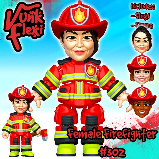♀️ Female Fire-Fighter MultiColor Flexi Print-In-Place + figure・Free ...
