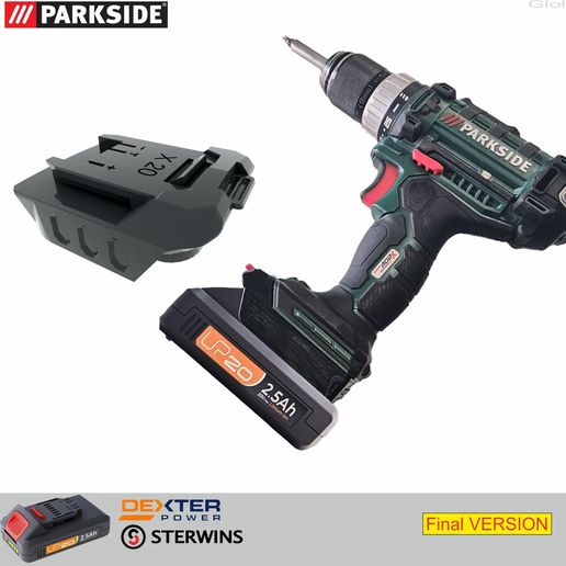 STL file Dexter UP to Parkside X20 adapter ⬆️ ・3D printable model to ...